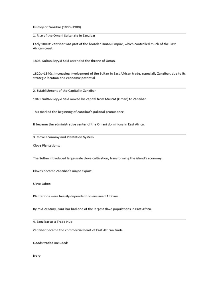 Zanzibar's Transformation (1800-1900) | PDF | East Africa | Slavery