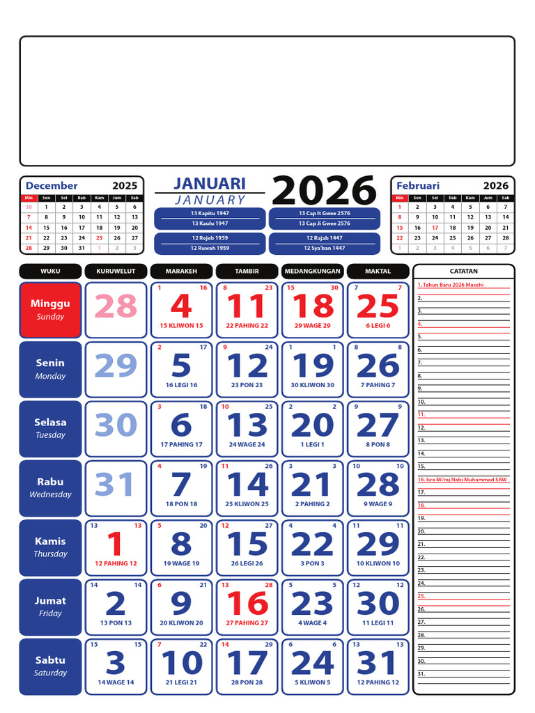 Kalender Kerja 2026 HJCB Preview | PDF