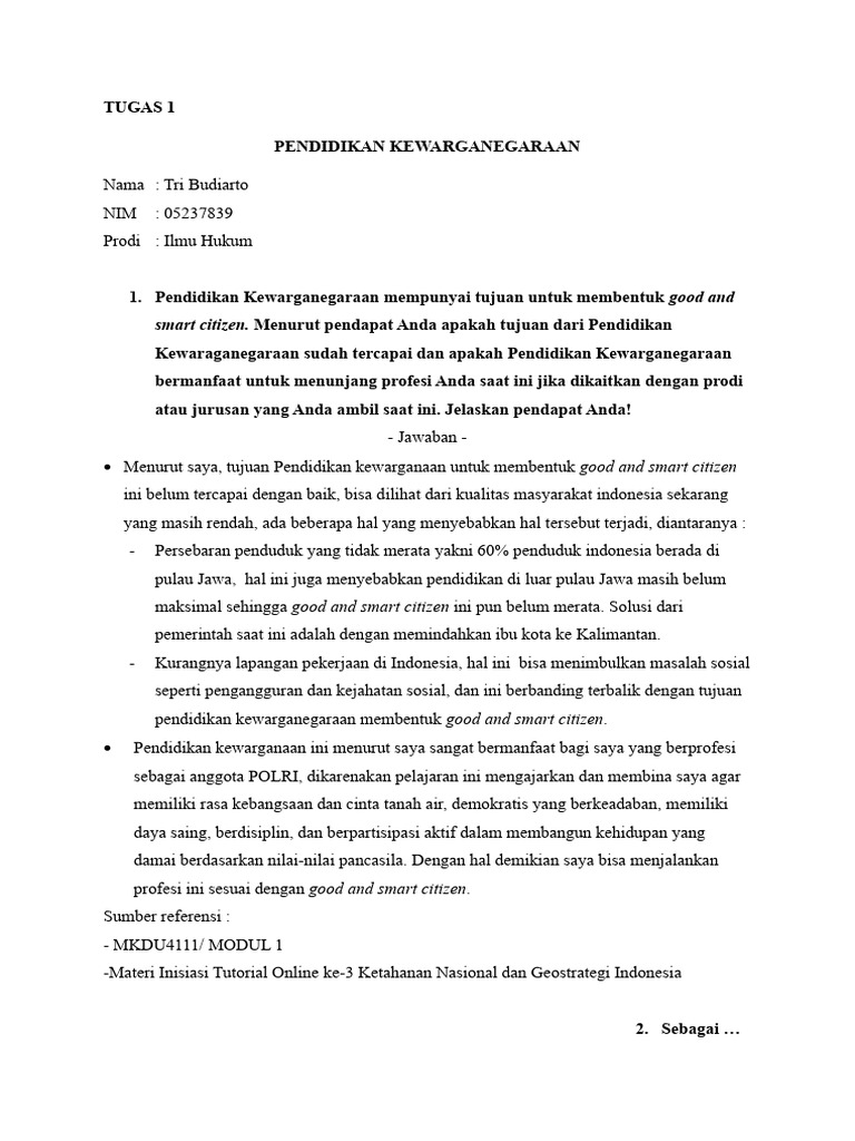 Tugas 1 Sesi 3 PKN | PDF