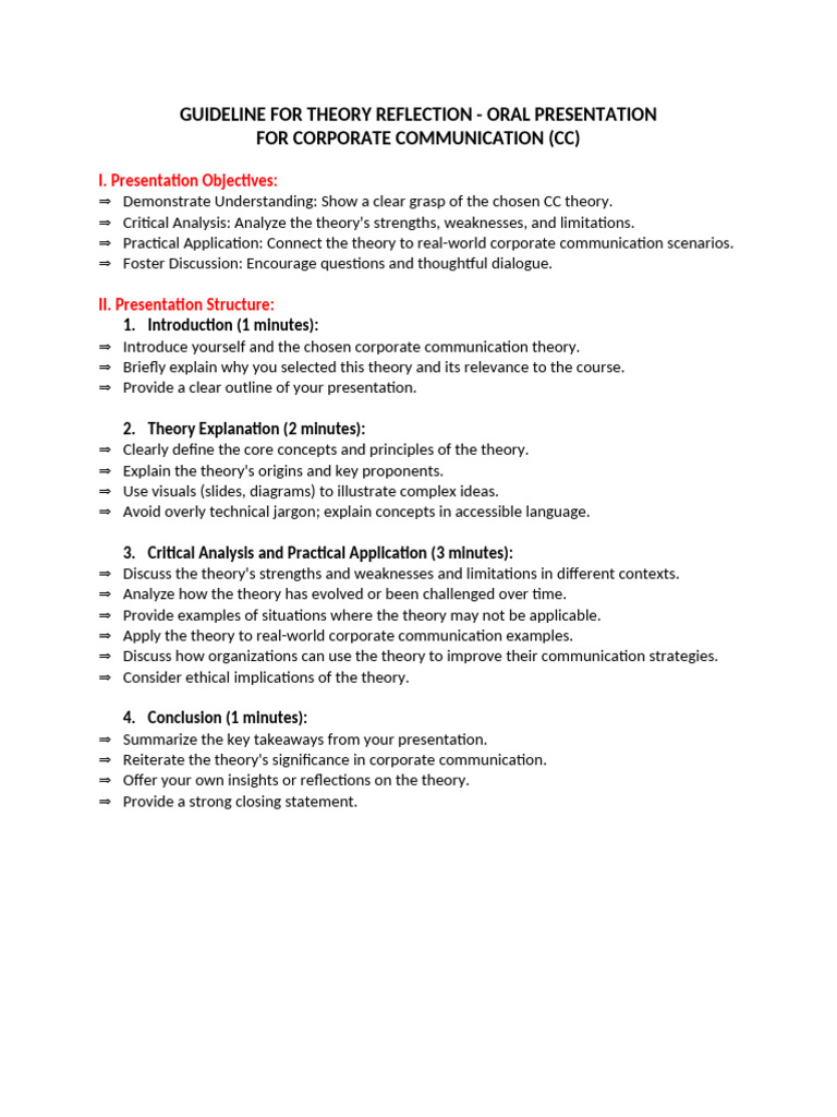 GUIDELINE FOR THEORY REFLECTION | PDF