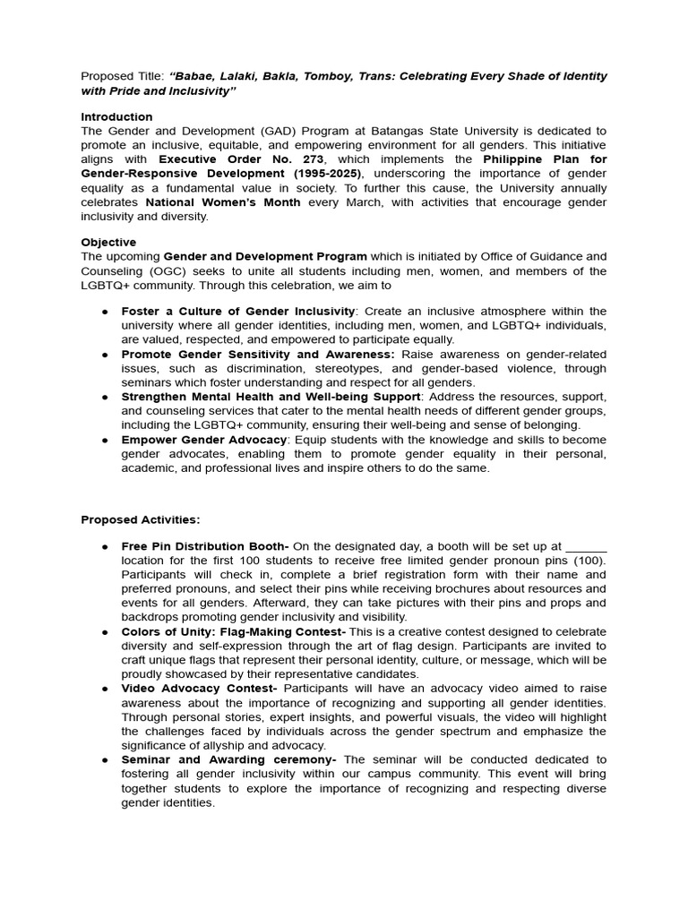 Gender and Development Program (All Gender and LGBTQ) | PDF | Gender ...