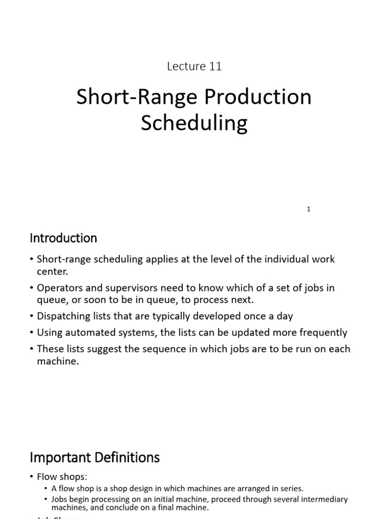 Lecture 11 Short-Range Production Scheduling | PDF | Applied Mathematics