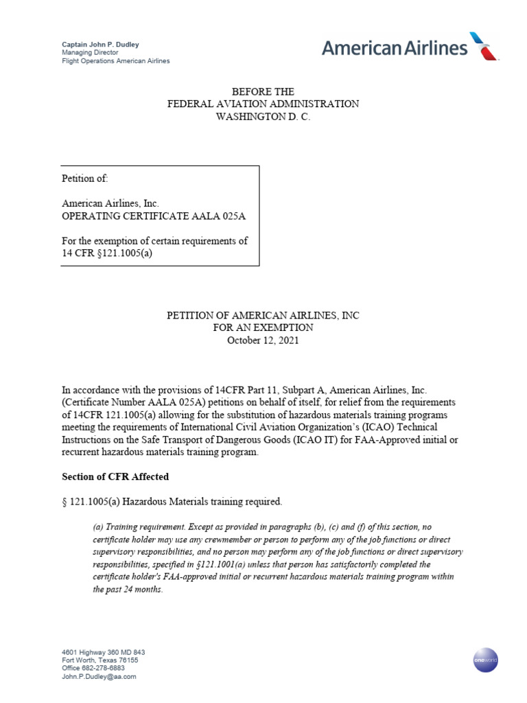 FAA 2021 0967 0001 - Attachment - 1 | PDF | Dangerous Goods