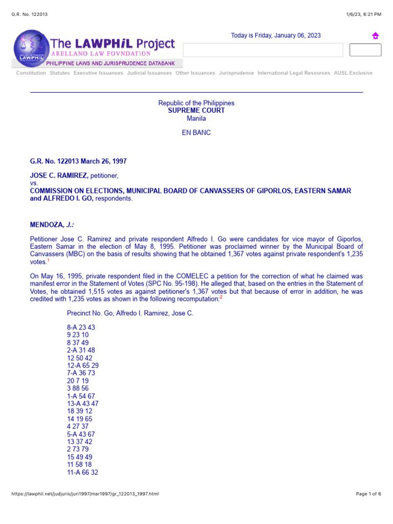 Supreme Court Ruling on Giporlos Election | PDF | Commission On ...