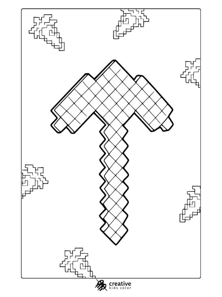 Minecraft Pickaxe Coloring Page | PDF