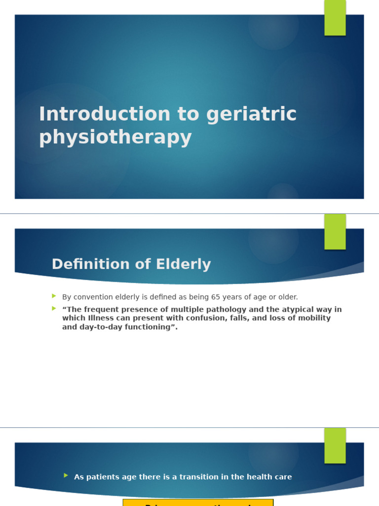 Geriatric Physiotherapy Overview | PDF | Skeletal Muscle | Lung