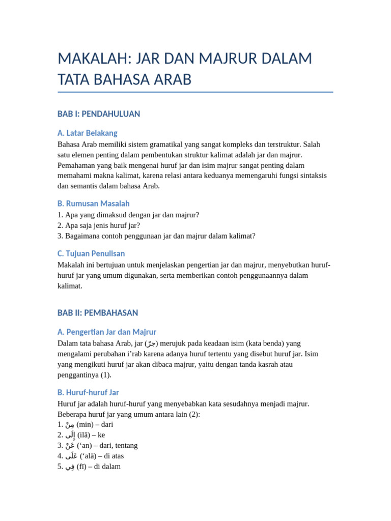 Pengertian dan Contoh Jar Majrur | PDF