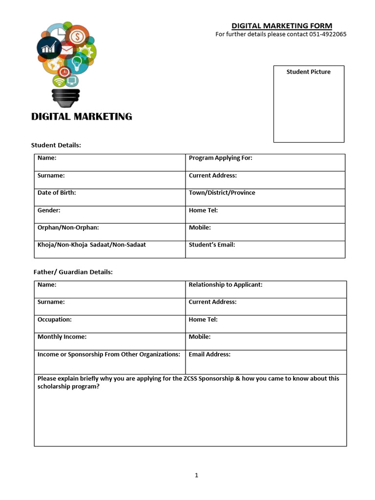 Digital Marketing Application Form | PDF