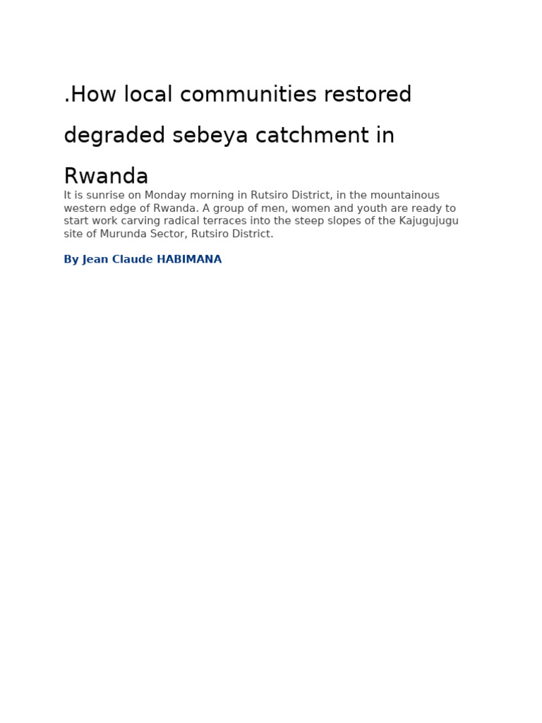 How Local Communities Restored Degraded Sebeya Catchment in Rwanda ...