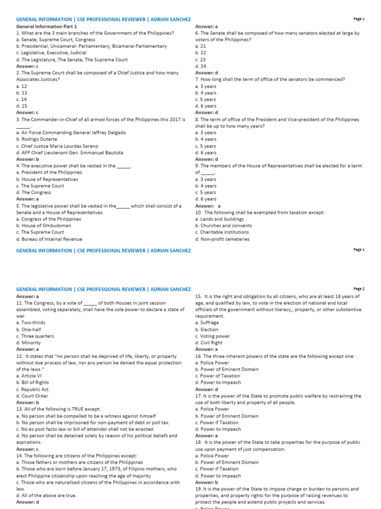 Cse General Information Sanchez | PDF | Taxes | United States House Of ...
