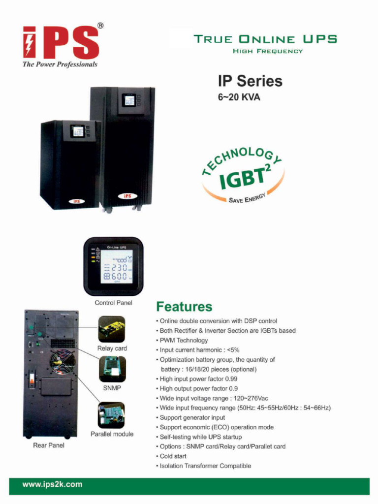 IP Series - Online UPS - 6kva-20 Kva | PDF