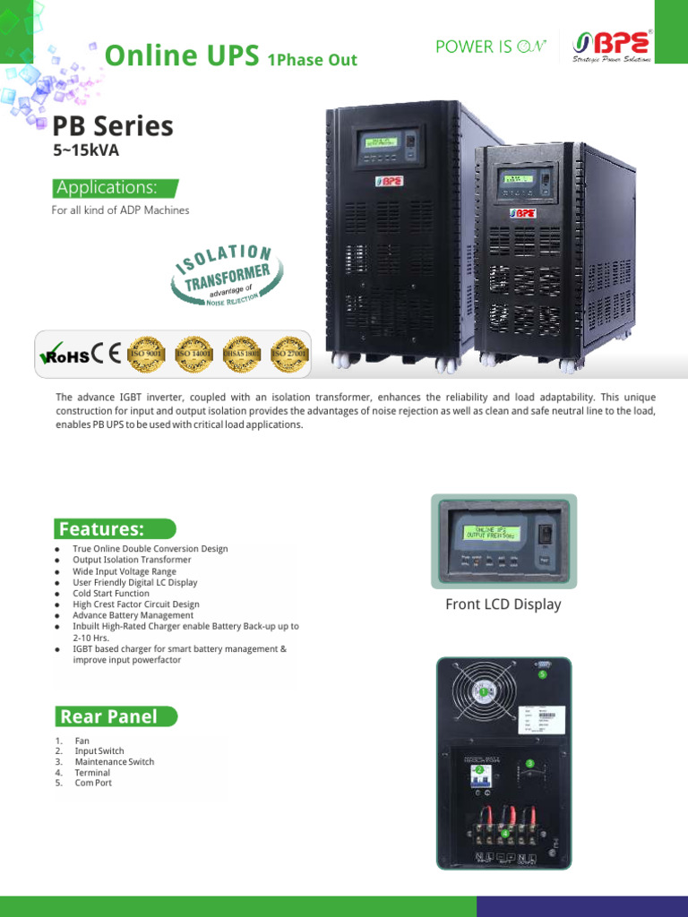 11082023030154PB Series 5 15KVA Catalogue | PDF | Mains Electricity | Electronics