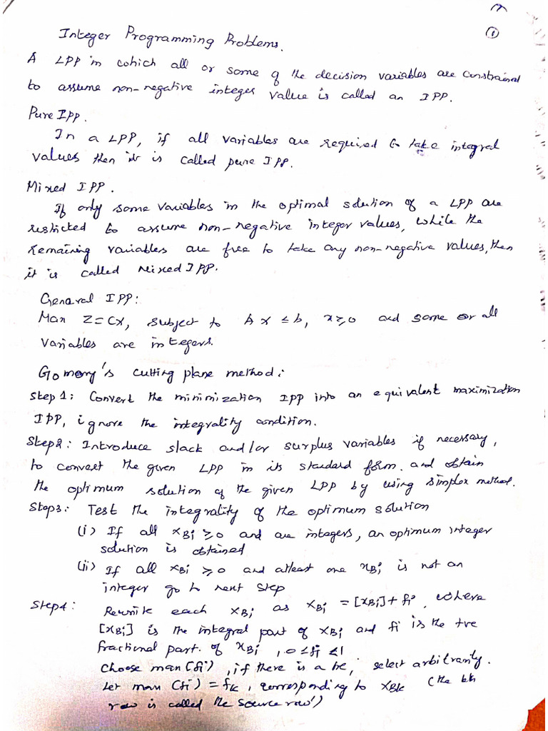 AOR Unit 3 Cutting Plane Method Sums | PDF