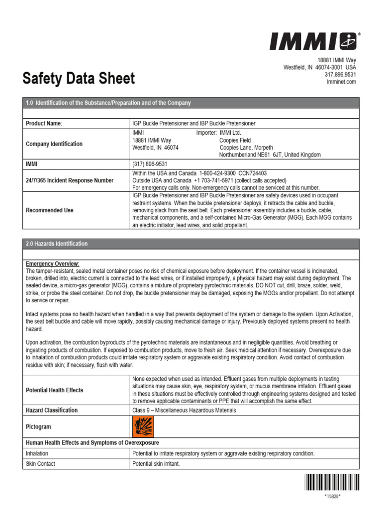 IGP-IBP-Material-Safety-Data | PDF | Electrostatic Discharge | Personal Protective Equipment