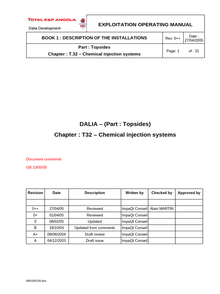 Chapter T32 - Chemical Injection Systems Rev 0++ (AJM 27-04-2005) | PDF | Pump | Chemical ...