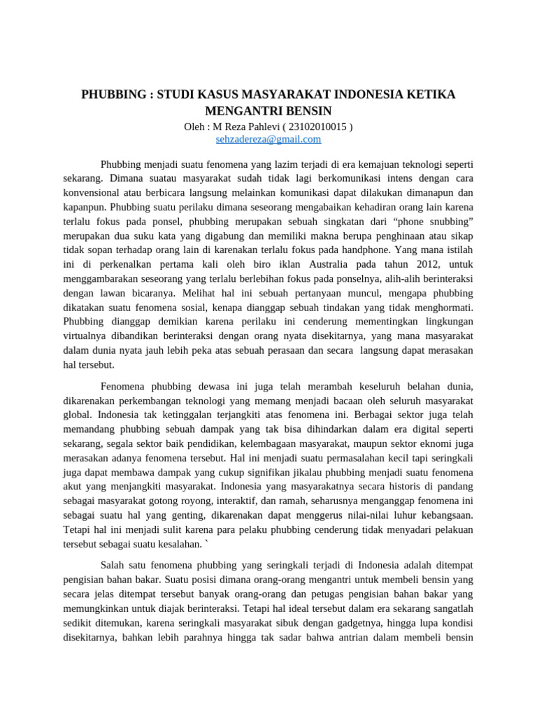 Dampak Phubbing Saat Mengantri Bensin | PDF