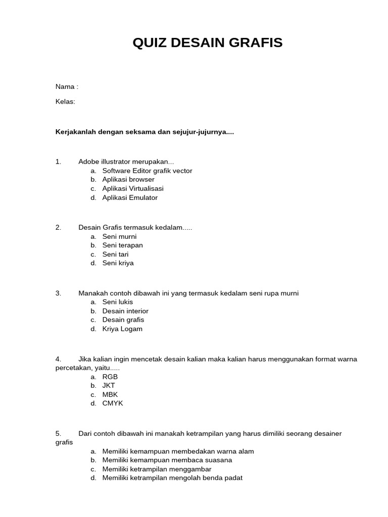 Quiz Desain Grafis | PDF