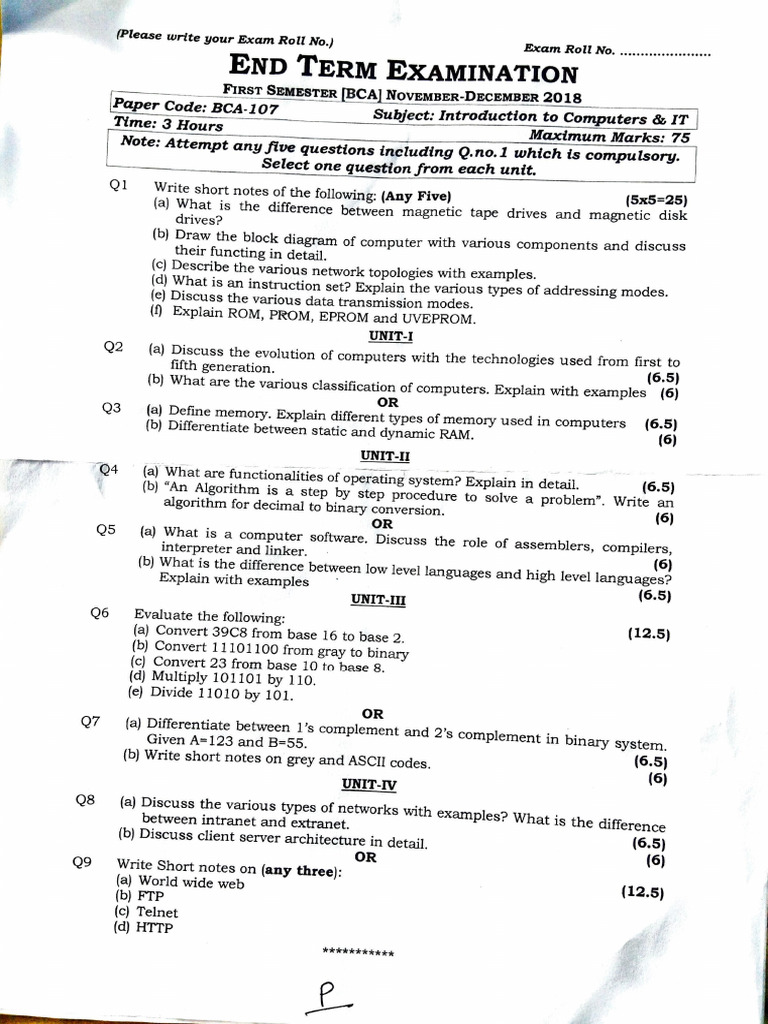 FIT previous year paper | PDF | Office Equipment | Computing