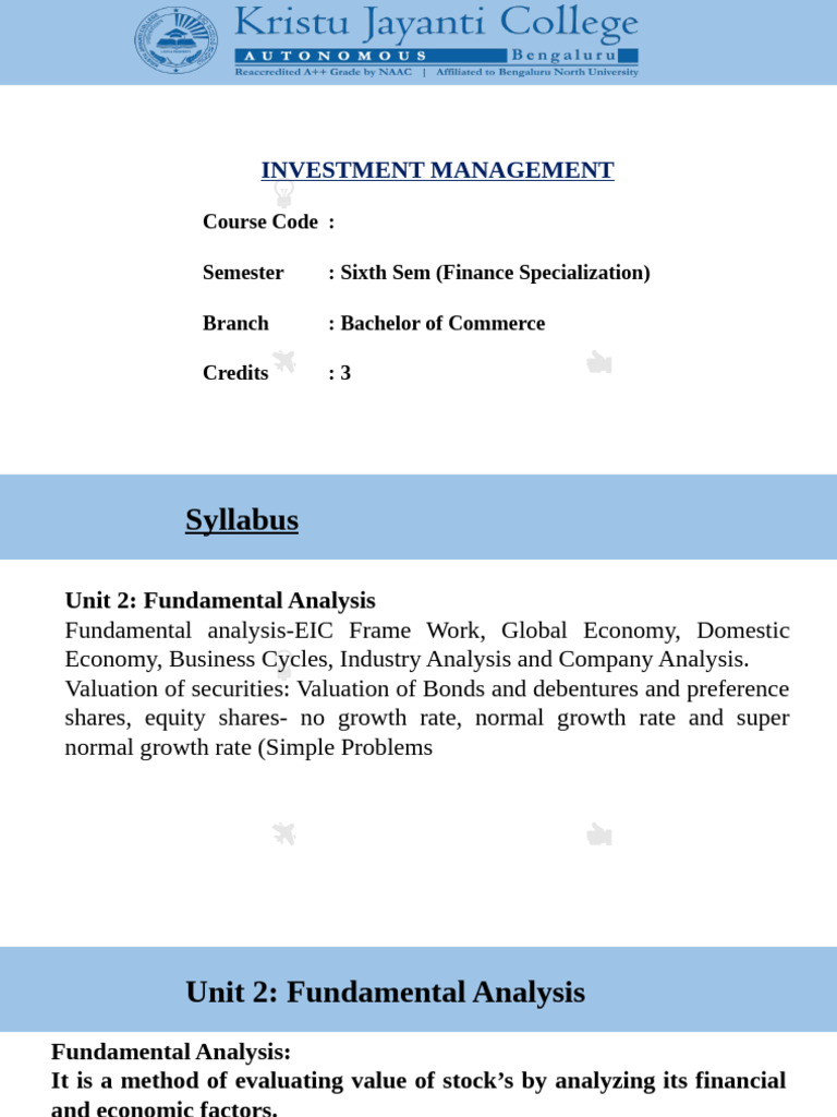 Unit-2 Lecture 1 Fundamental Analysis IM | PDF | Business Cycle ...