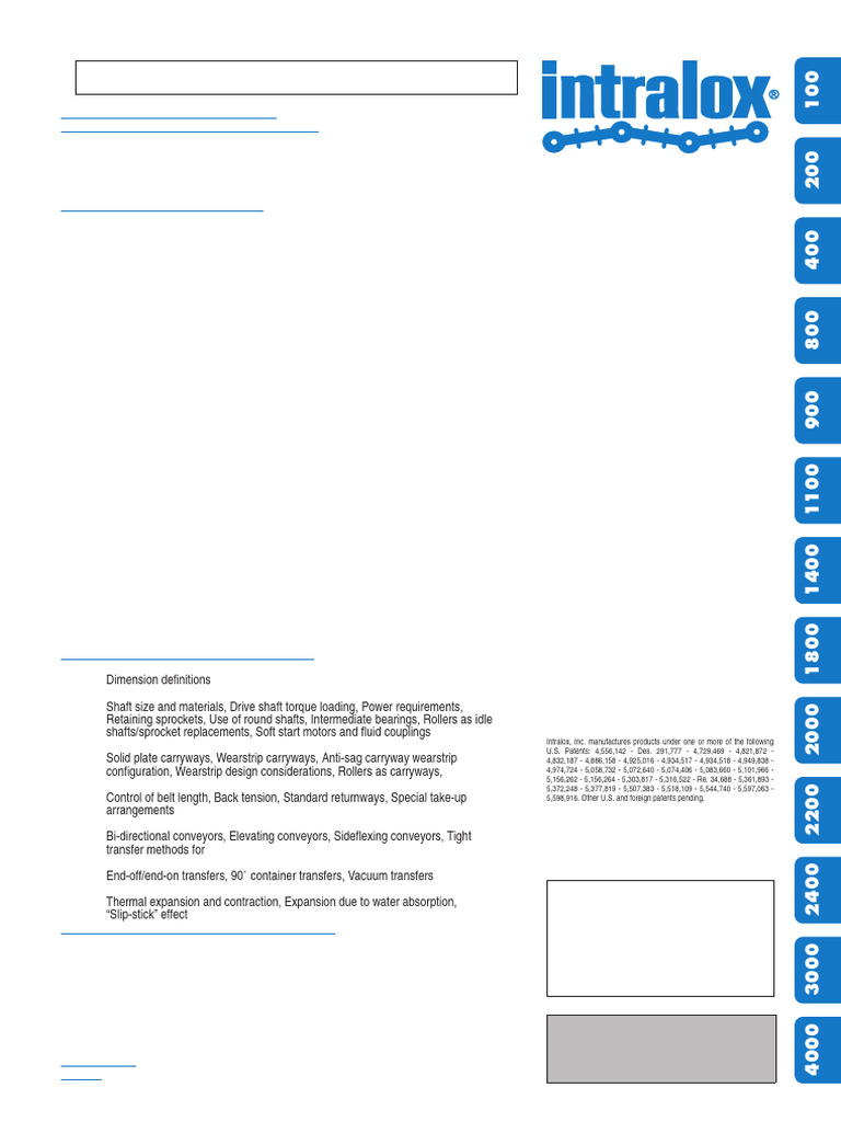 Catalogo Bandas INTRALOX-1 | PDF | Thermoplastic | Friction