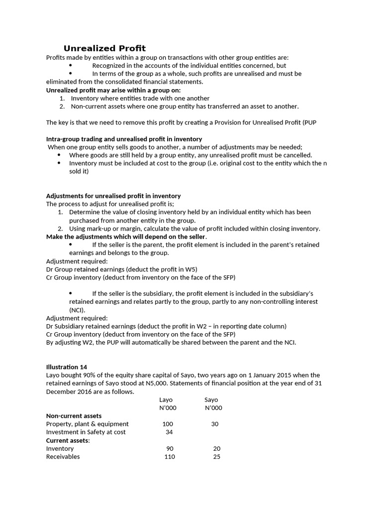 Adjusting Unrealized Profits in Groups | PDF | Depreciation | Goodwill ...