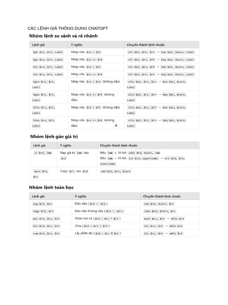 KTMT LỆNH GIẢ | PDF