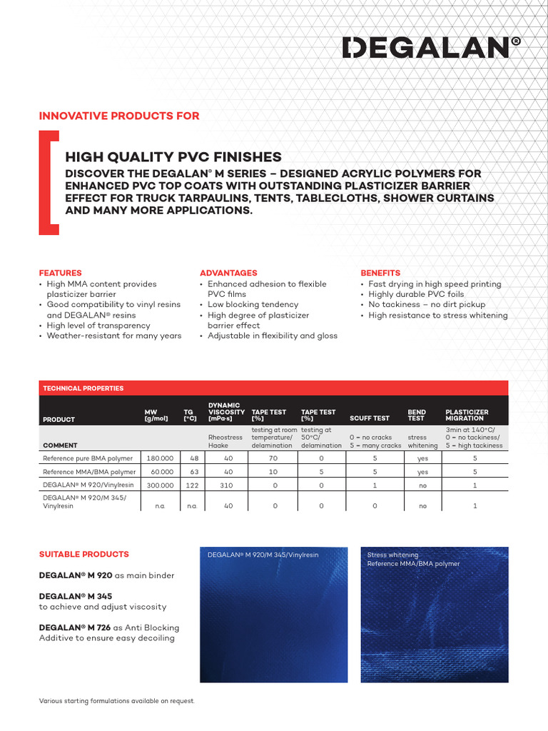 DEGALAN® For PVC Finishes (English) | PDF | Polyvinyl Chloride ...