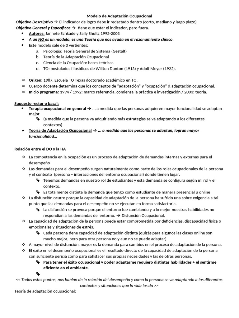 3.modelo de Adaptación Ocupacional | PDF | Comportamiento | Estrés ...