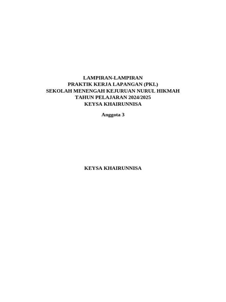 Lampiran Lap. PKL Keysa Xi Otkp 1 | PDF