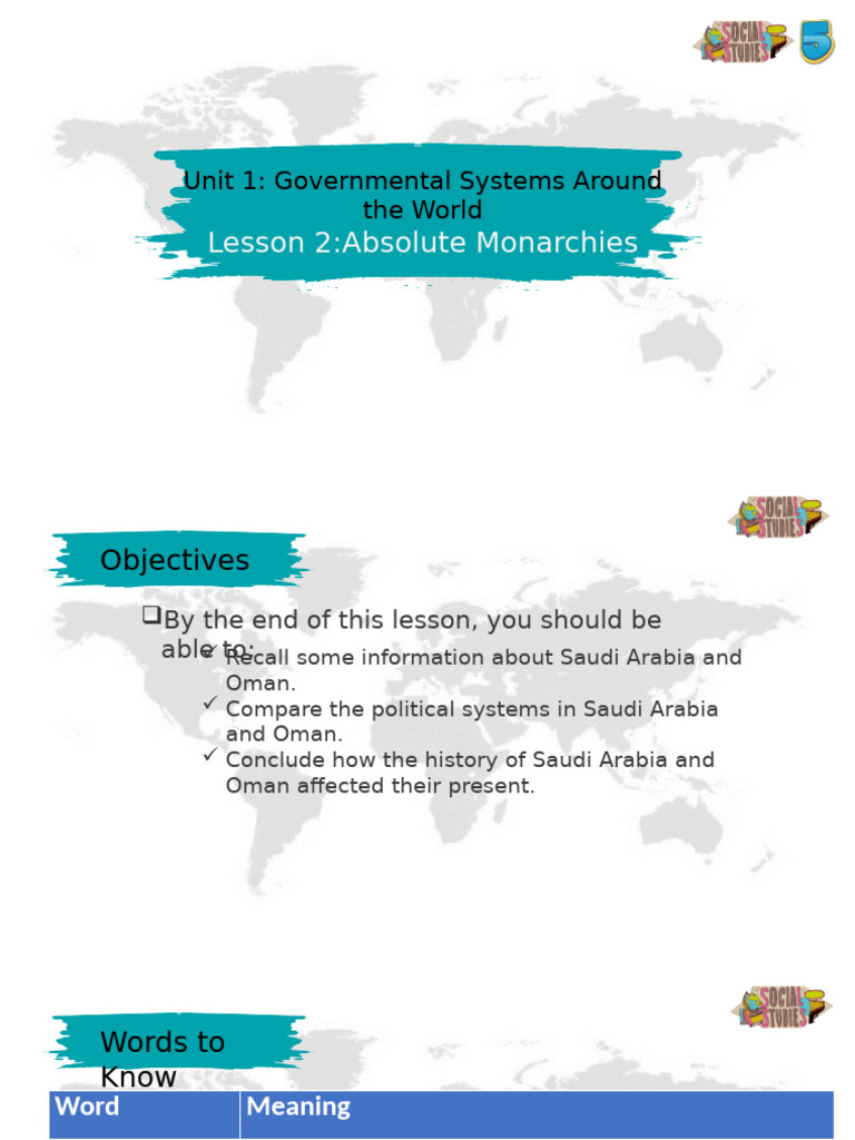 02-Grade 5 - Unit 1 - Governmental Systems Around The World - Lesson 2 ...