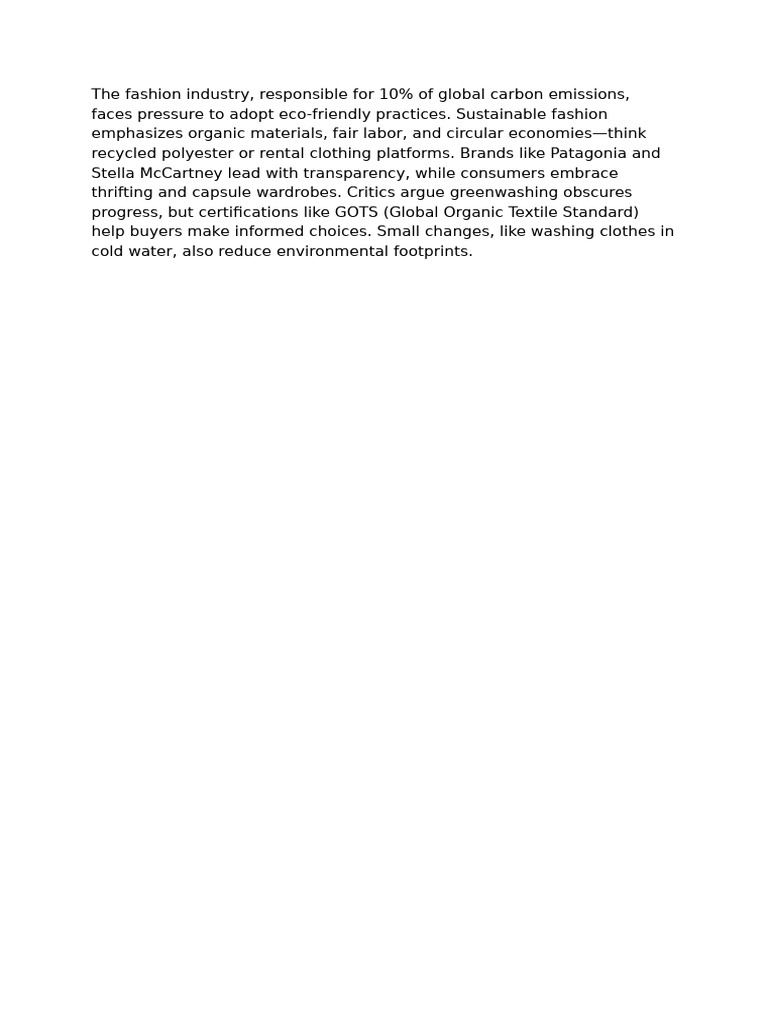 Sustainable Fashion Ethical Choices For A Greener Wardrobe | PDF
