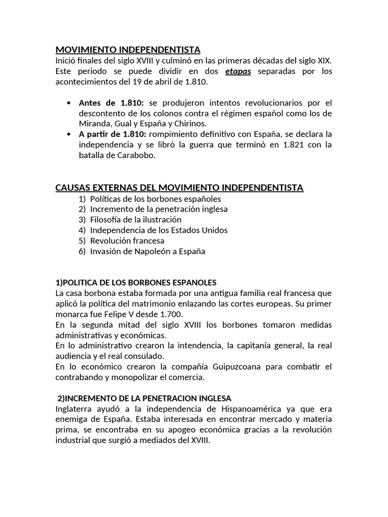 Movimiento Independentista | PDF | España | Francia