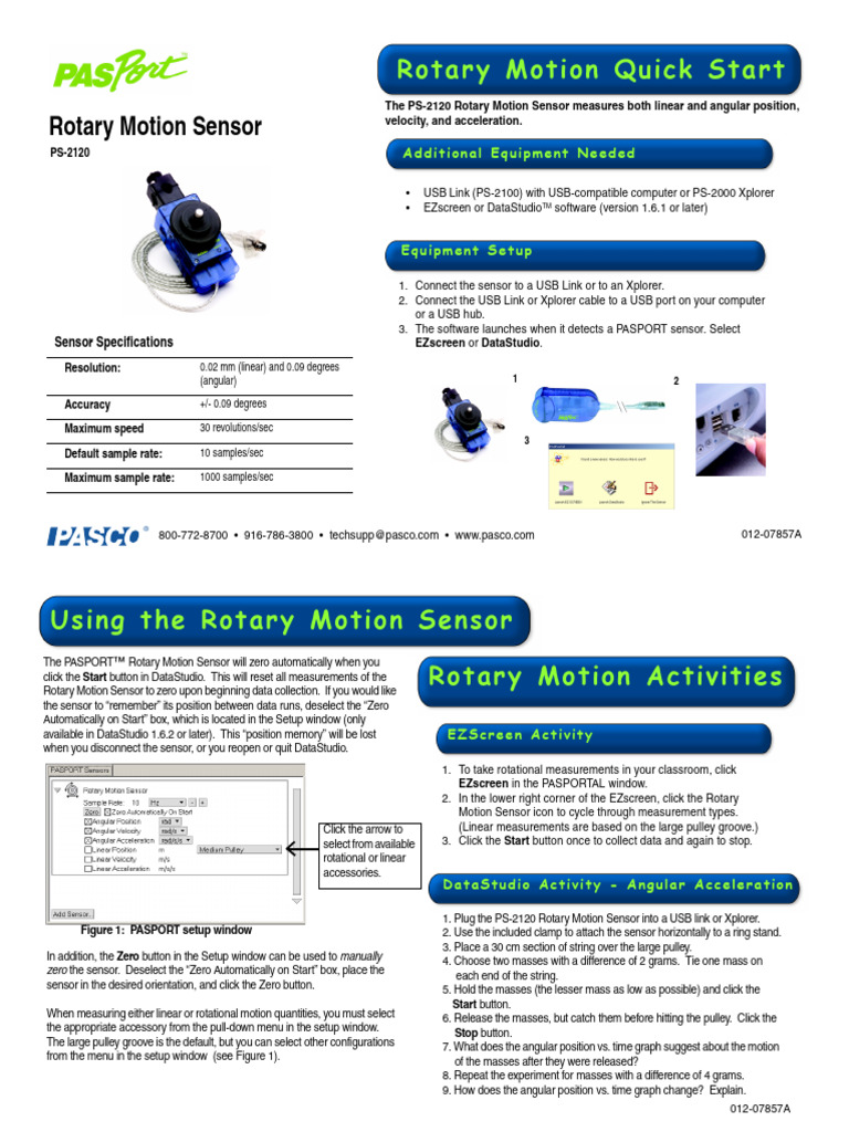 RotaryMotionSensor PS2120 | PDF | Rotation Around A Fixed Axis | Rotation