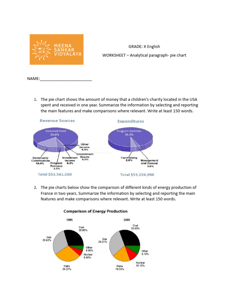 Worksheet - Pie Chart | PDF