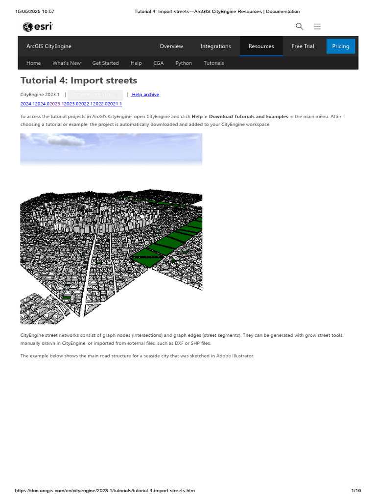 Tutorial 4 - Import streets-ArcGIS CityEngine Resources - Documentation ...