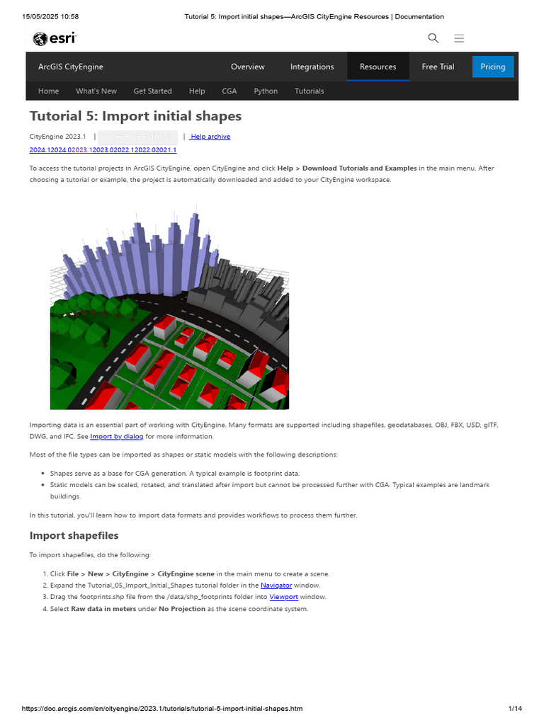 Tutorial 5 - Import Initial shapes-ArcGIS CityEngine Resources ...