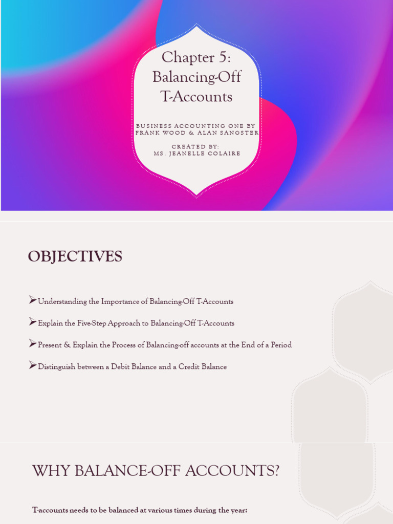 Chapter 5 Balancing Off T Accounts | PDF