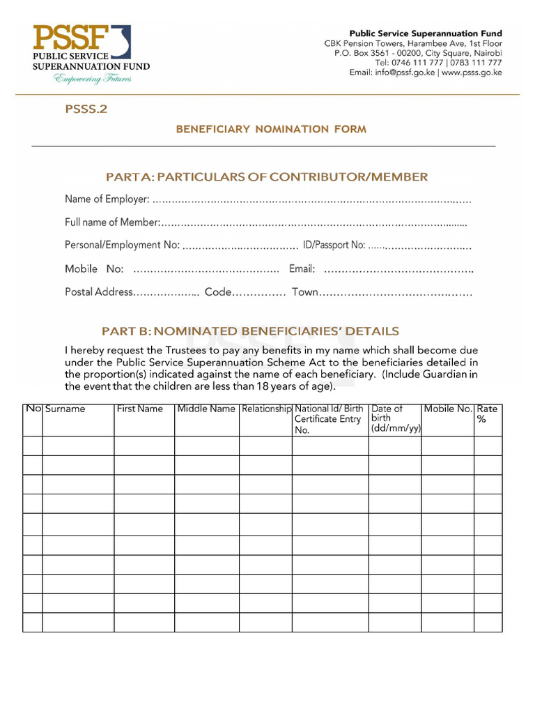 PSSS Form 2 - 1 | PDF