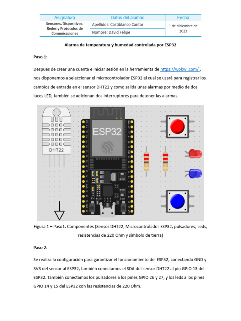 Actividad 1 - Alarma de Temperatura y Humedad Controlada Por ESP32 | PDF | Ingeniería ...