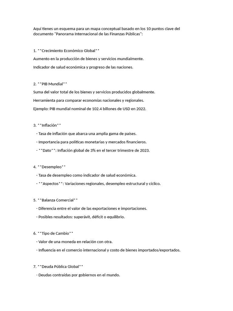 Aquí Tienes Un Esquema para Un Mapa Conceptual Basado en Los 10 Puntos Clave Del Documento | PDF
