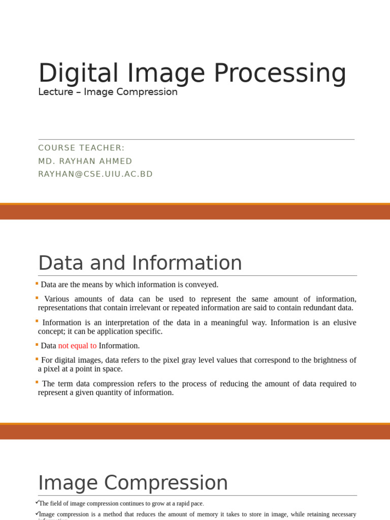 Digital Image Processing Slides-10 | PDF | Data Compression | Computer Science
