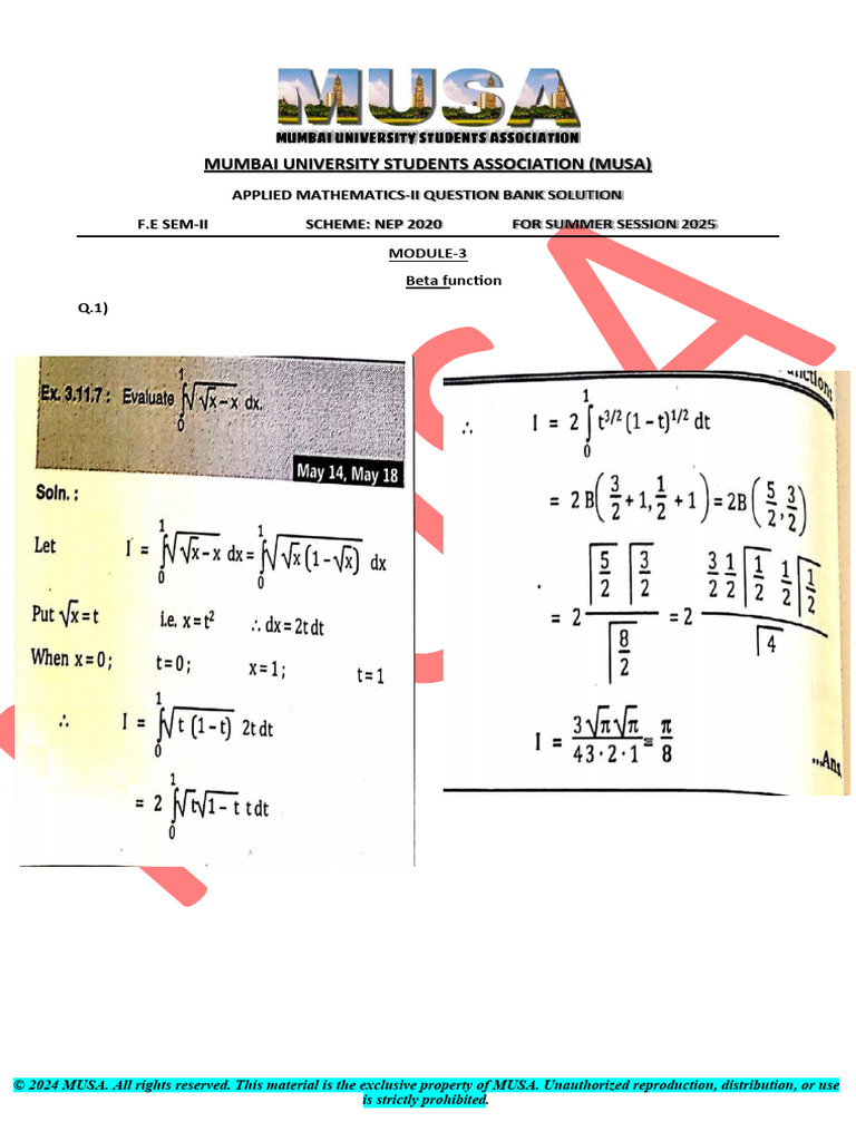 Module 3 Beta Function QB Solution by Musa | PDF