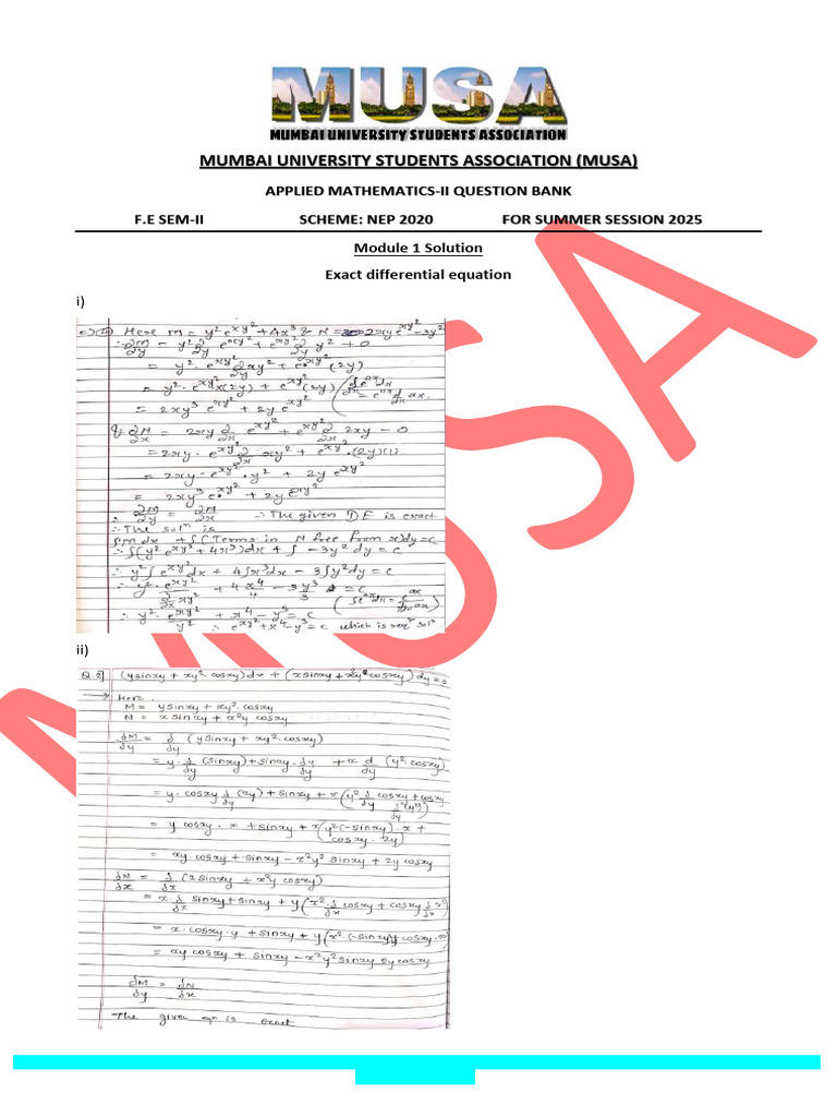 Module 1 Solution of AM-II by MUSA | PDF