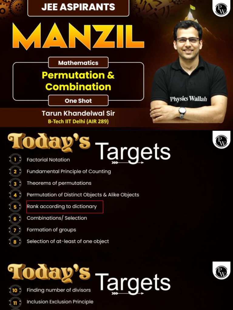 Permutations and Combinations - Class Notes (One Shot) - Manzil JEE ...