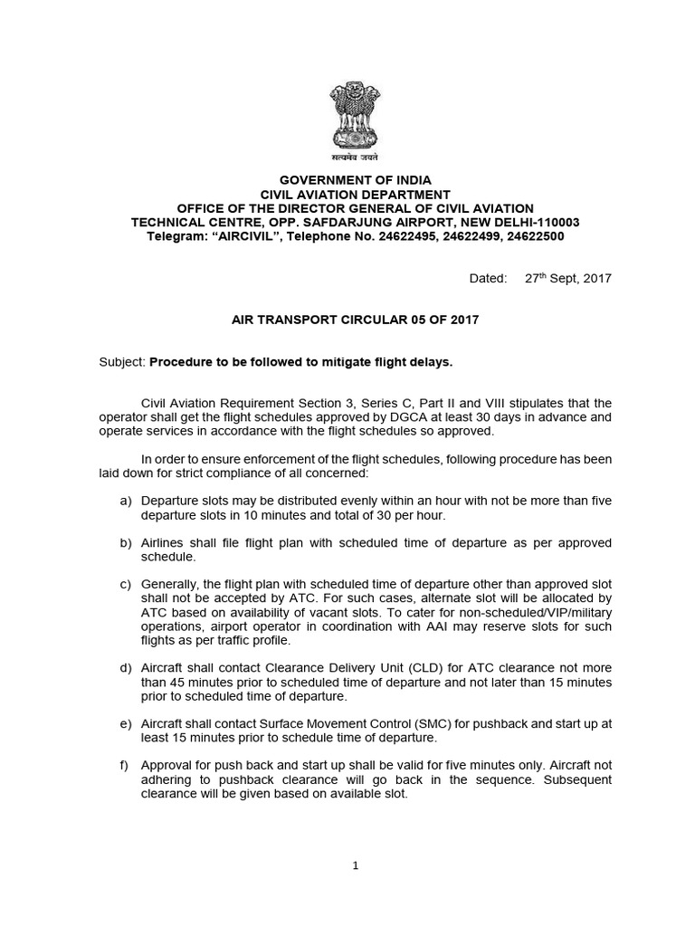 DGCA Circular on Flight Delay Mitigation | PDF | Air Traffic Control ...