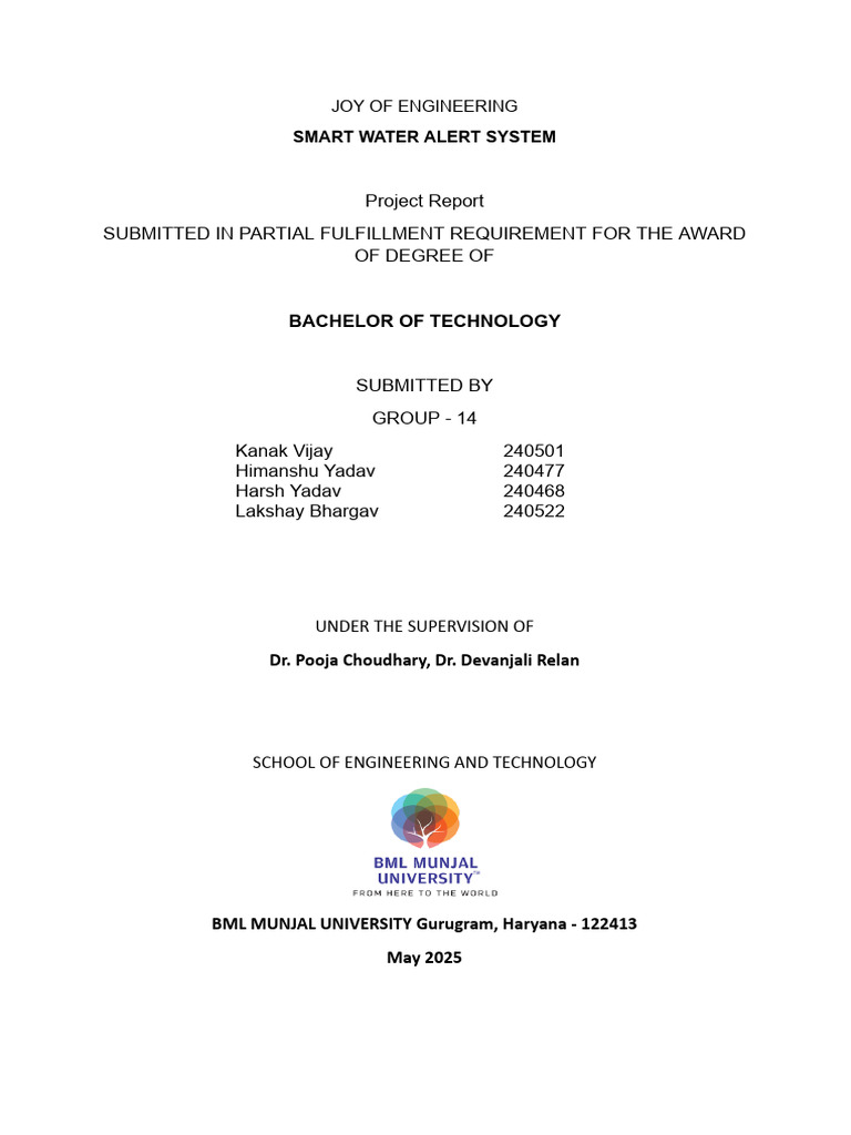 Group 14 (Smart Water Alert System) Report | PDF | Water Quality ...