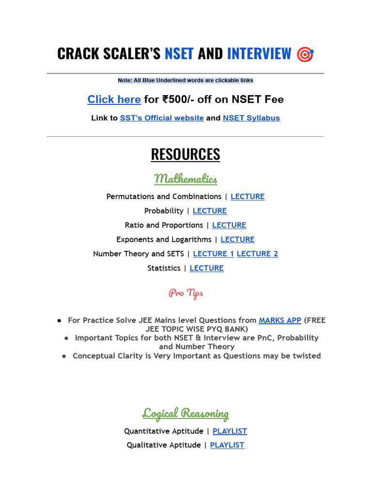 Resources For Nset and Interview | PDF