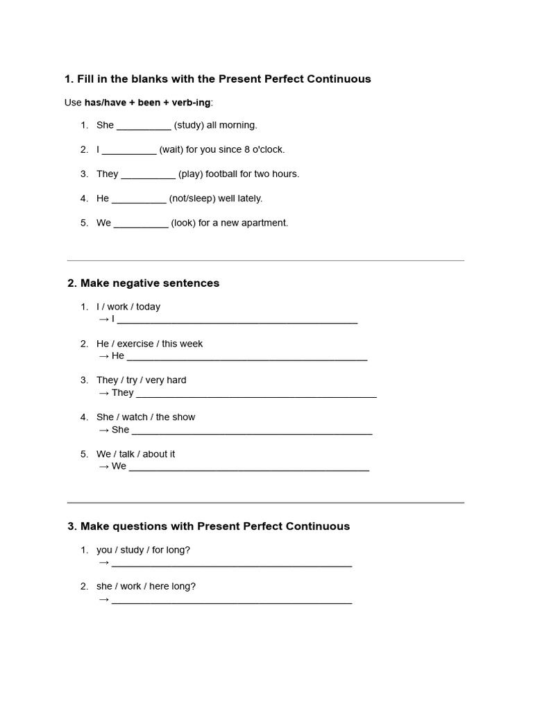Present Perfect Continuous | PDF