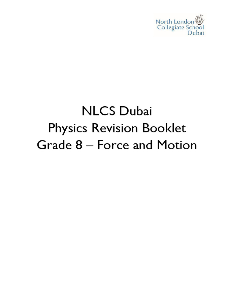 G8 Physics - Force and Motion - Revision Booklet + ANS | PDF | Force | Lever