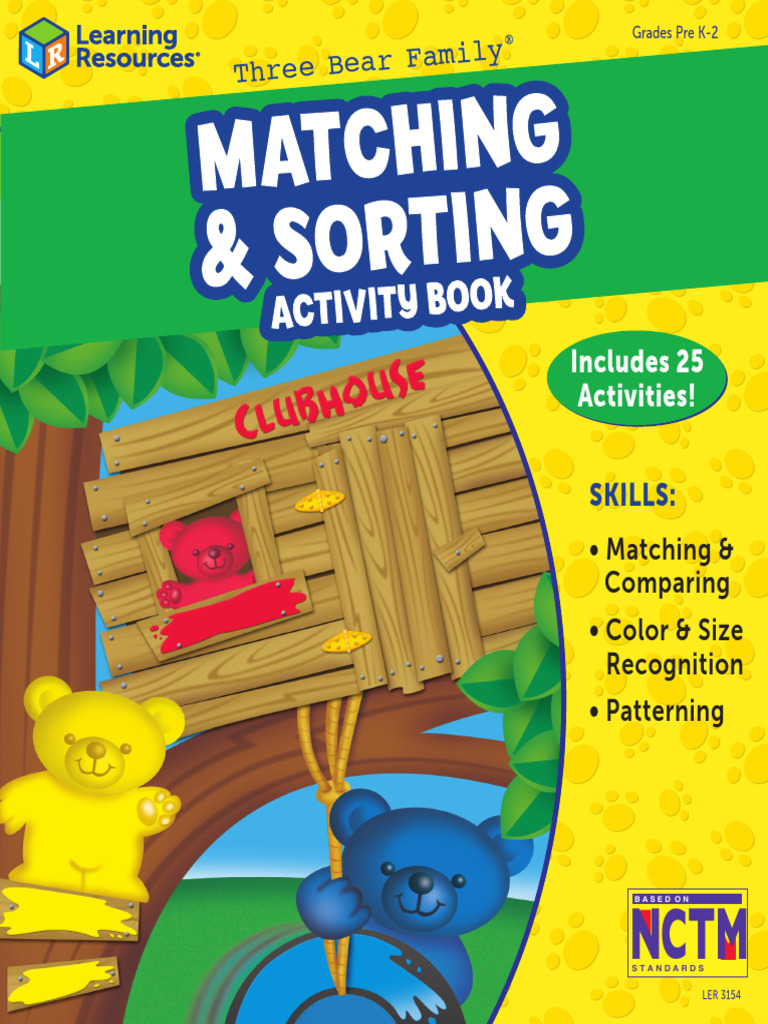 Three Bear Family Matching and Sorting Activity Book | PDF
